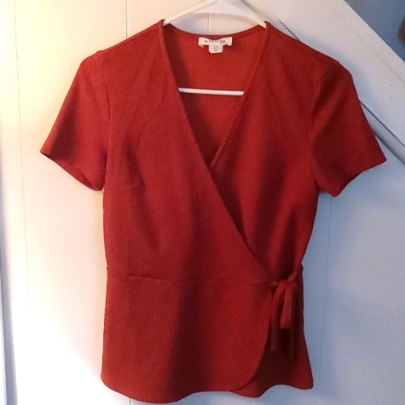 Monteau | Tops | Monteau Los Angeles Textured Rib Wrap Top Rust Medium ...